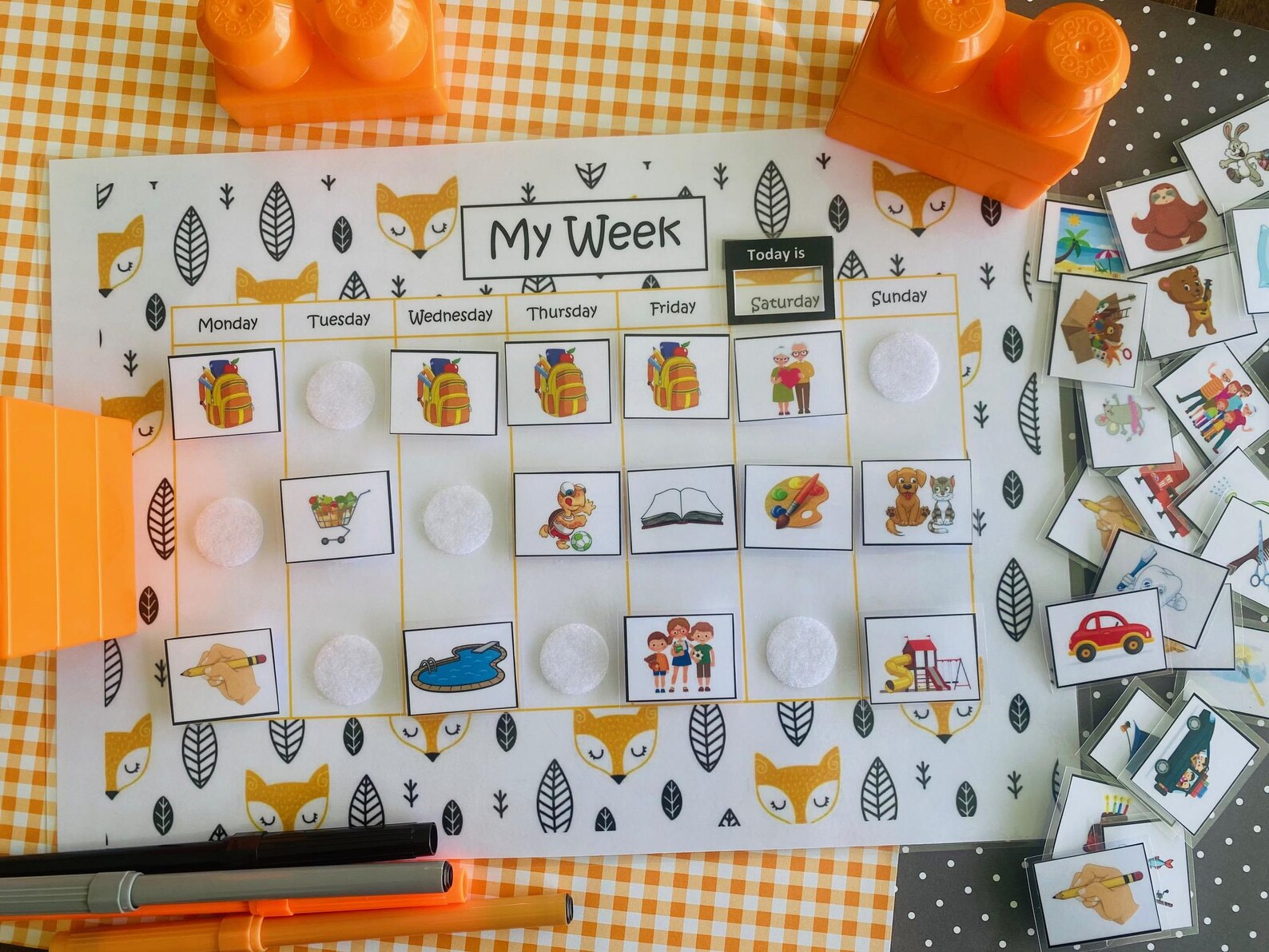 Kids Visual Weekly Planner, Printable, Organisation, Kids Schedule Fox ...