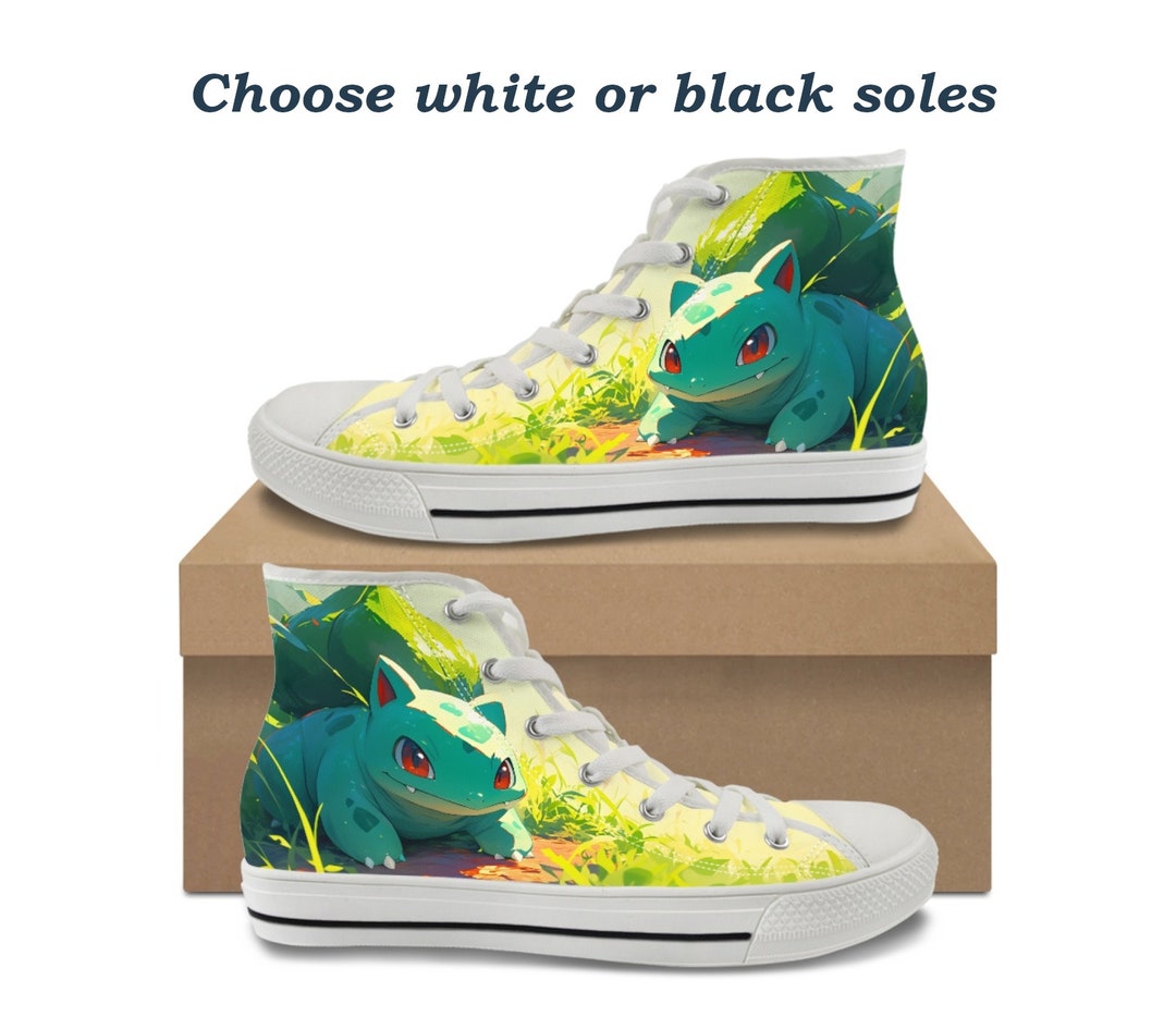 Unique Bulbasaur Pokémon Sneakers Custom Design Canvas High Top Shoes ...