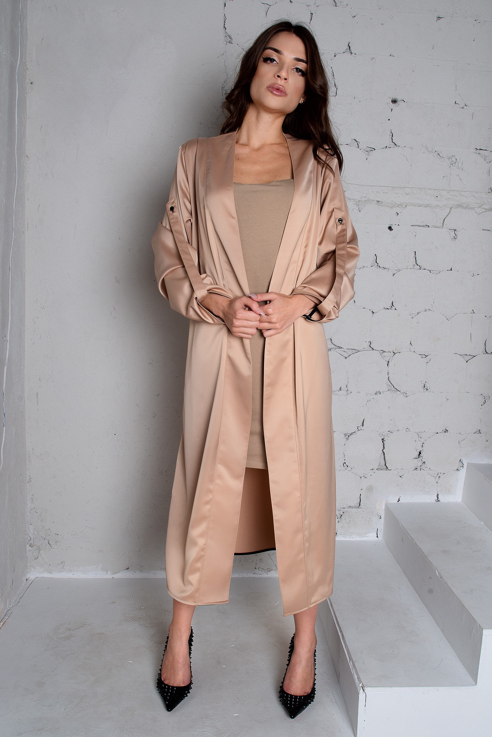 Women’s Satin Long Belted Trench Coat. Gorgeous Ladies Trench Coat. - Etsy