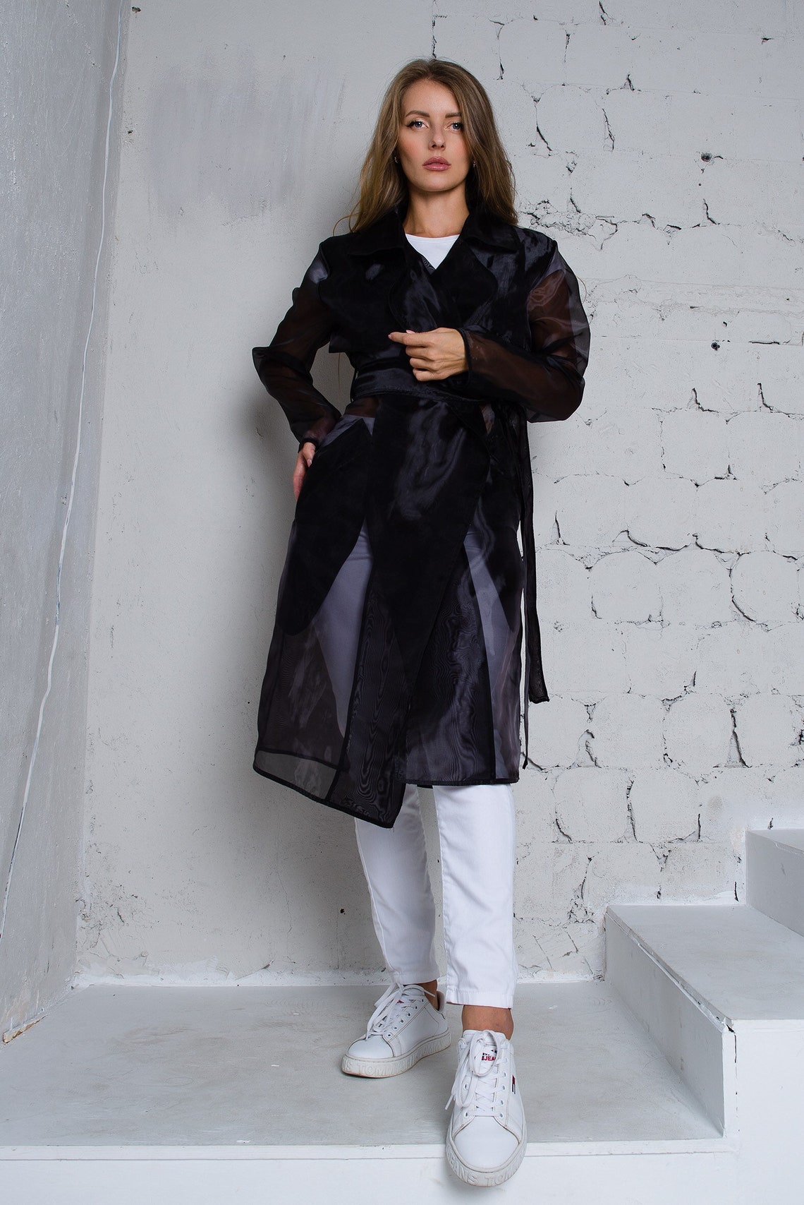 Classic Organza Trench Coat. Fashion Design Clothes. Belted - Etsy