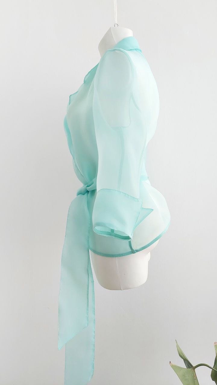 Classic Organza Jacket. Transparent Jacket. Belted Organza Blazer ...