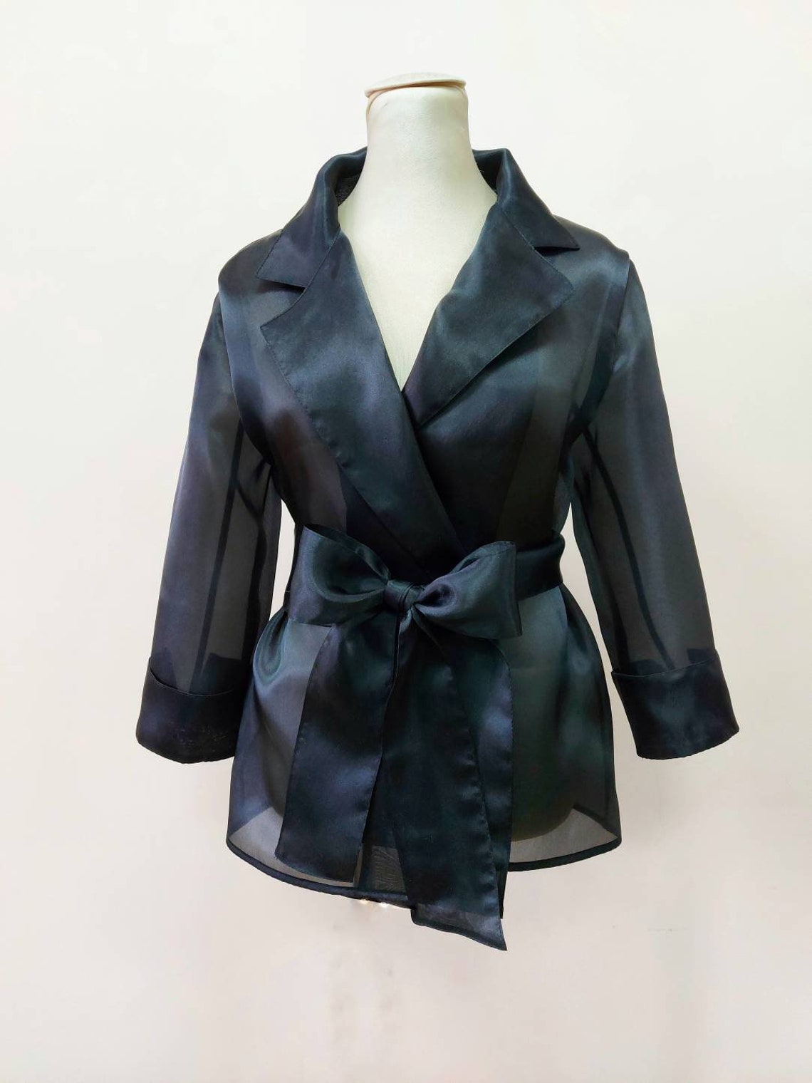 Wax Organza Semitransparent Crop Jacket. 3/4 Sleeve Organza Jacket ...