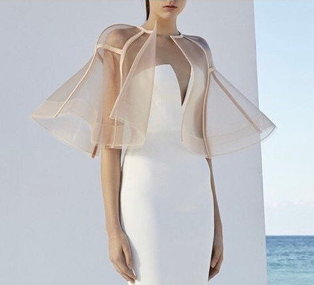 Italian Organza Transparent Cape With Trim. Timeless Gorgeous - Etsy