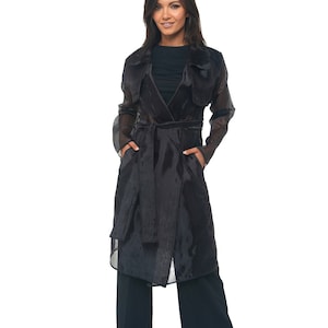 Classic Organza Trench Coat. Fashion Design Clothes. Belted Organza ...
