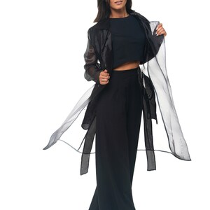 Classic Organza Trench Coat. Fashion Design Clothes. Belted Organza ...
