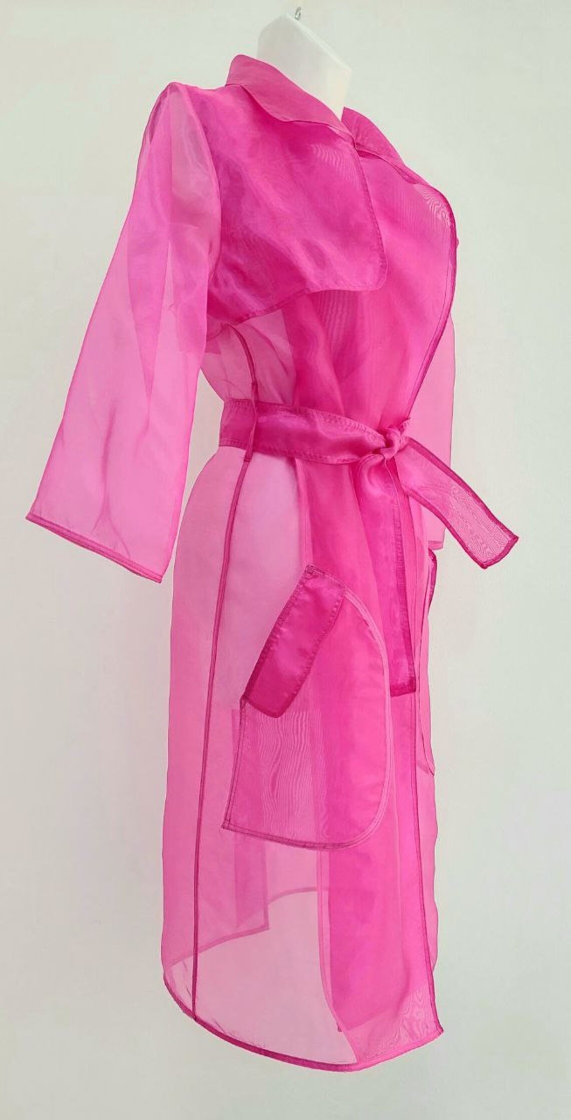 Classic Organza Trench Coat. Fashion Design Clothes. Belted Organza ...