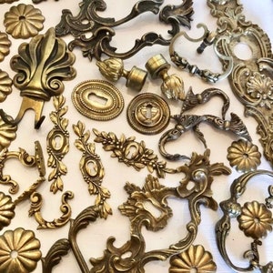 Three Vintage Brass Escutcheons, French Vintage Escutcheons, Antique ...