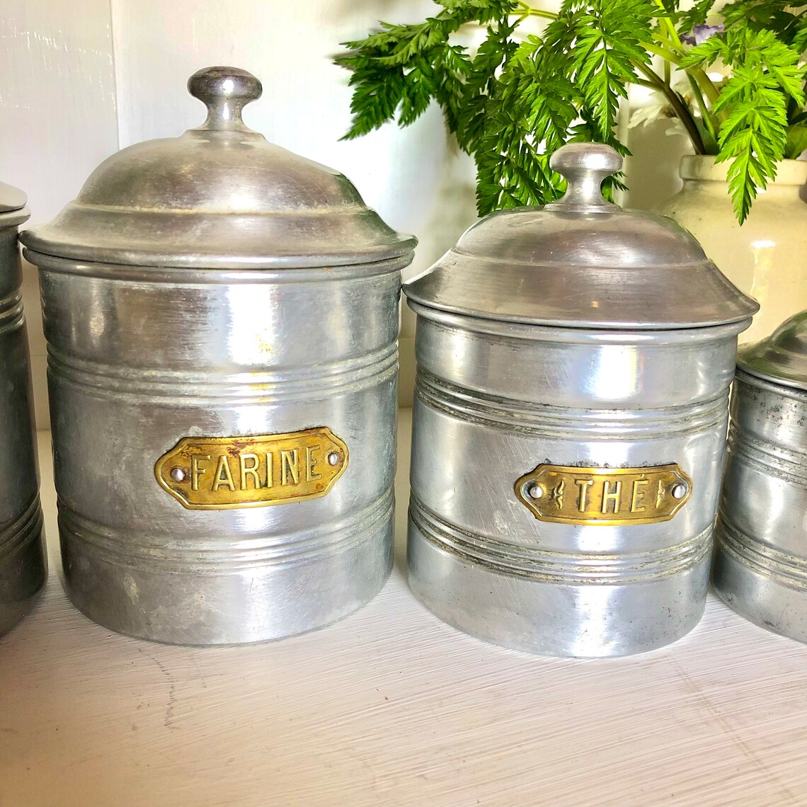 French Vintage Kitchen Canister Set, Aluminium French Kitchen Jars ...
