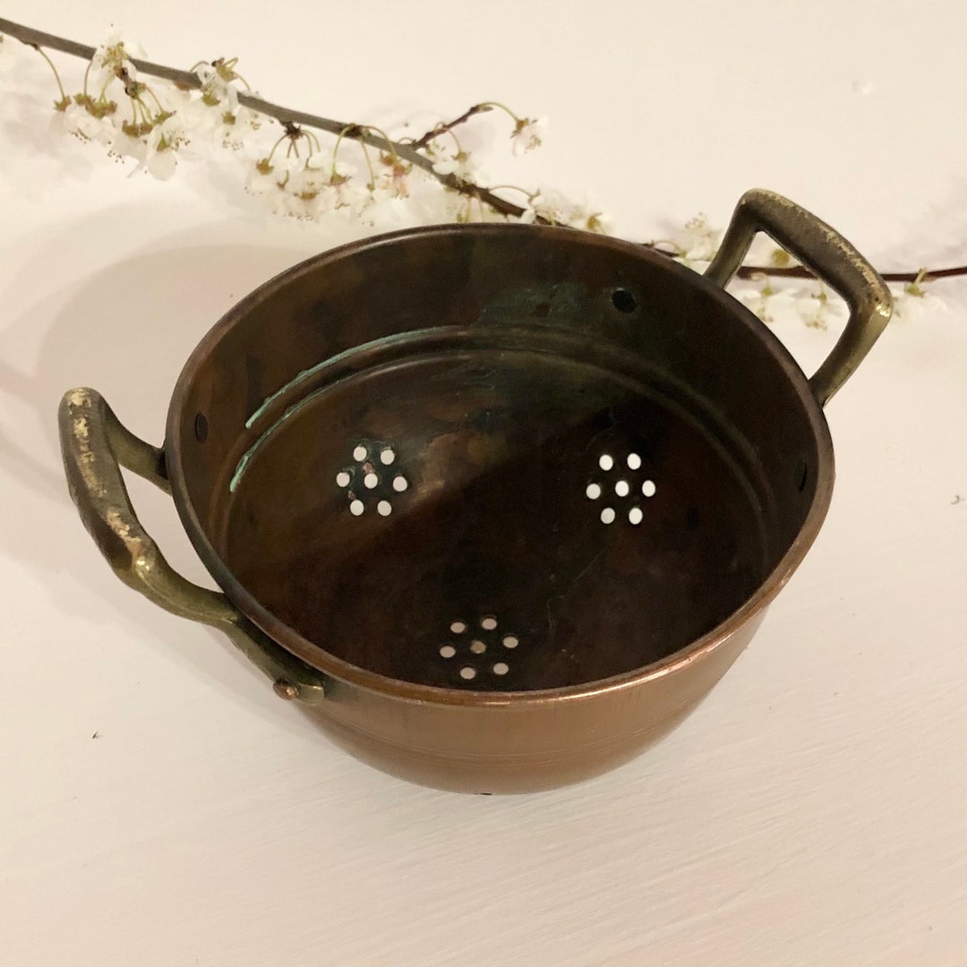 Copper & Brass Colander, Vintage French Colander, Metal Copper Antique ...