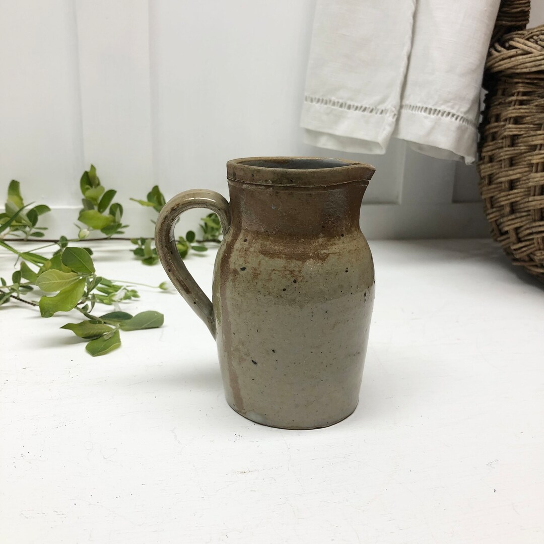French Stoneware Jug, Vintage Earthenware French Jug, Earthenware ...