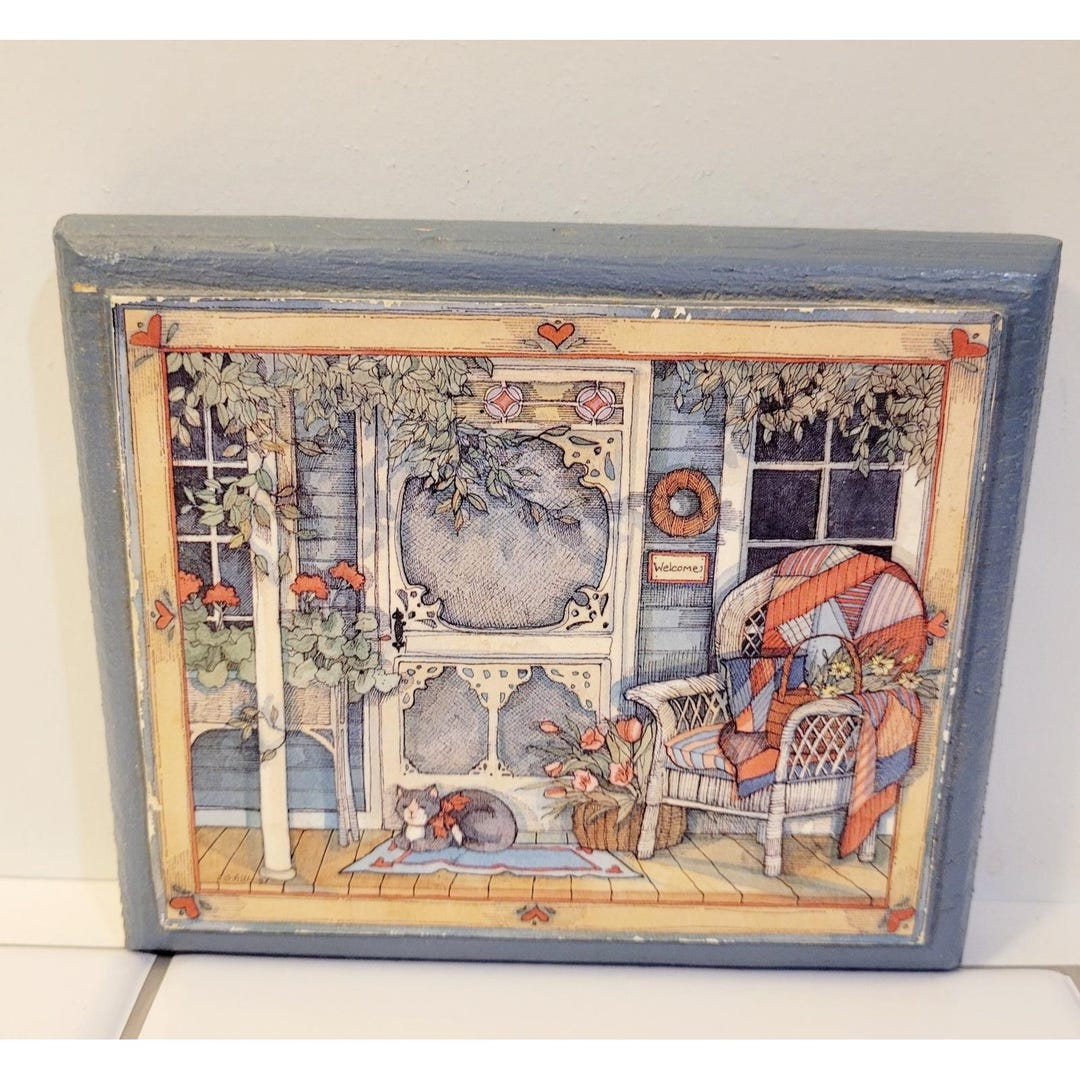 Vintage Susan Winget Style Wood Plaque: Floral Wall Art (5x5 Inch) - Etsy