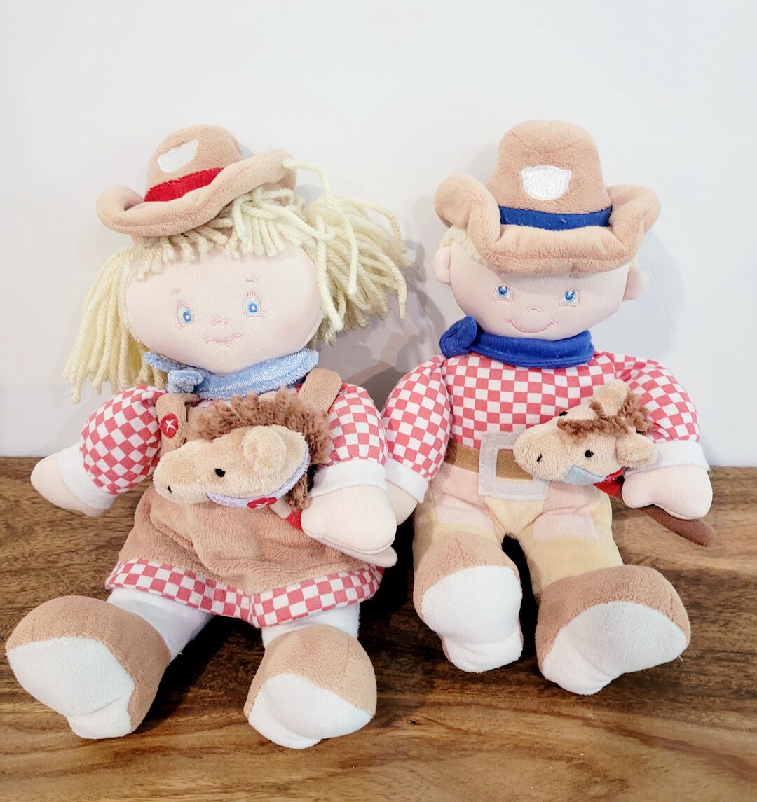 Vintage GUND Cowboy and Cowgirl Plush 8 Inch Dolls - Etsy
