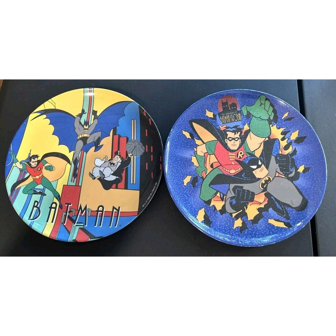 Batman Animated 1994 Adventures BM & Robin Melamine Plate Set Kids ...