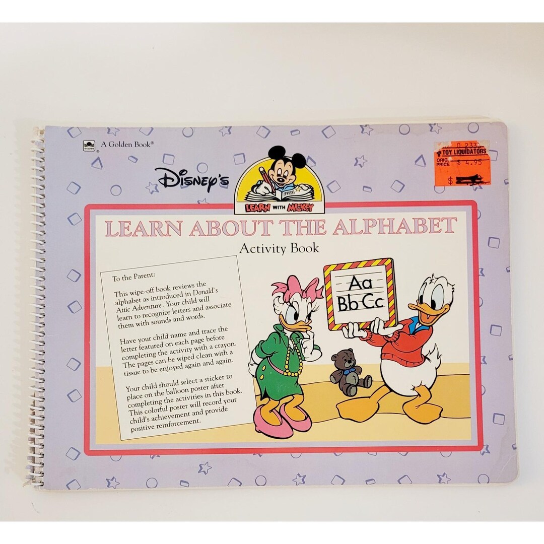 Disney Learn With Mickey Alphabet Activity Book 1990 Trace and Wipe - Etsy