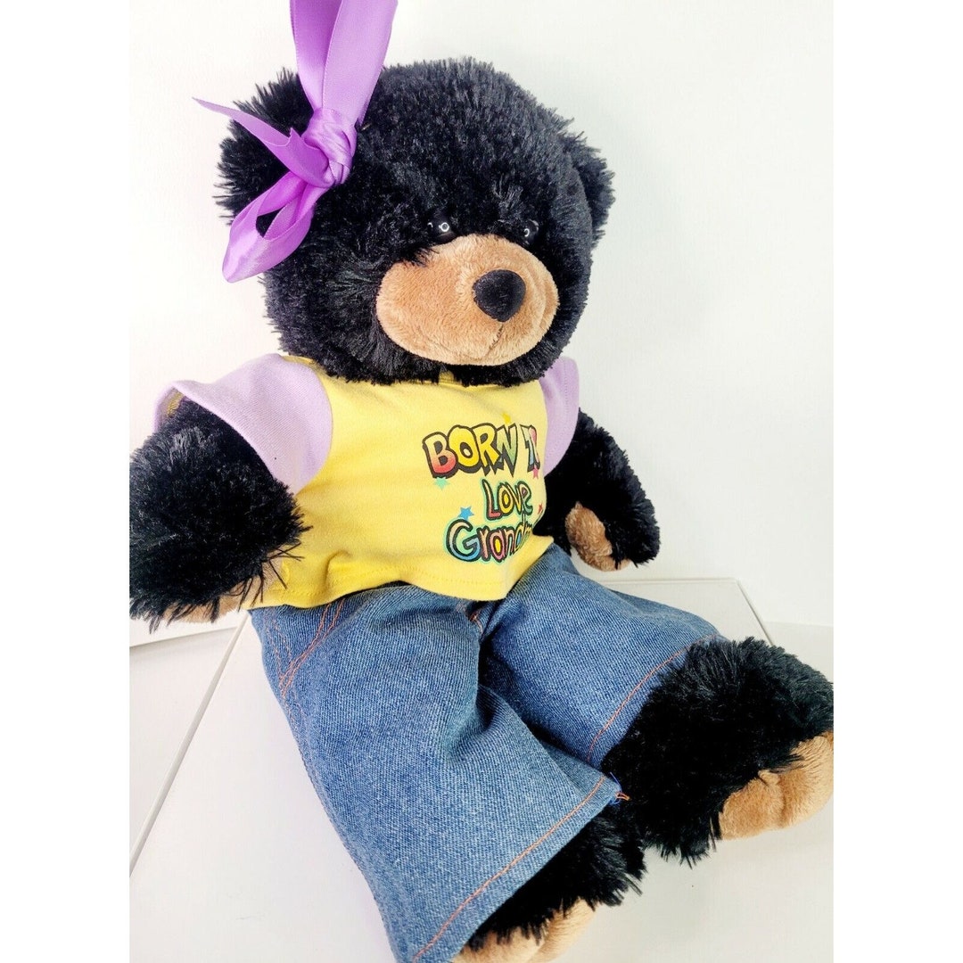 The Bear Factory Black Bear Plush Stuffed Toy W/ Clothes 2001 18 - Etsy