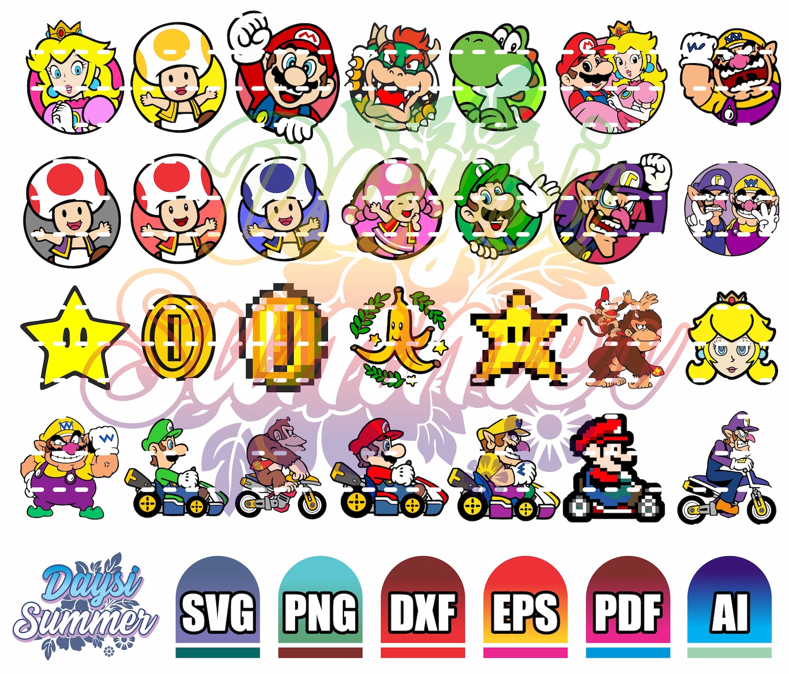 Mario Kart vector Collection Instant Download | Etsy