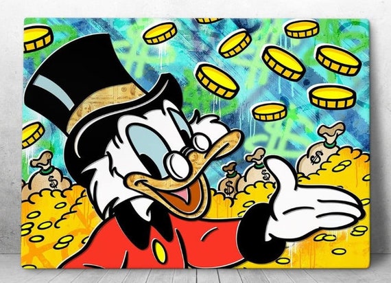 Uncle Scrooge Mcduck Swimming In Gold Art Ducktales Art Etsy