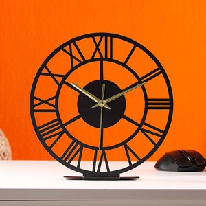 Handmade Metal Desktop Clock: Modern Roman Numeral Tabletop Decor - Etsy