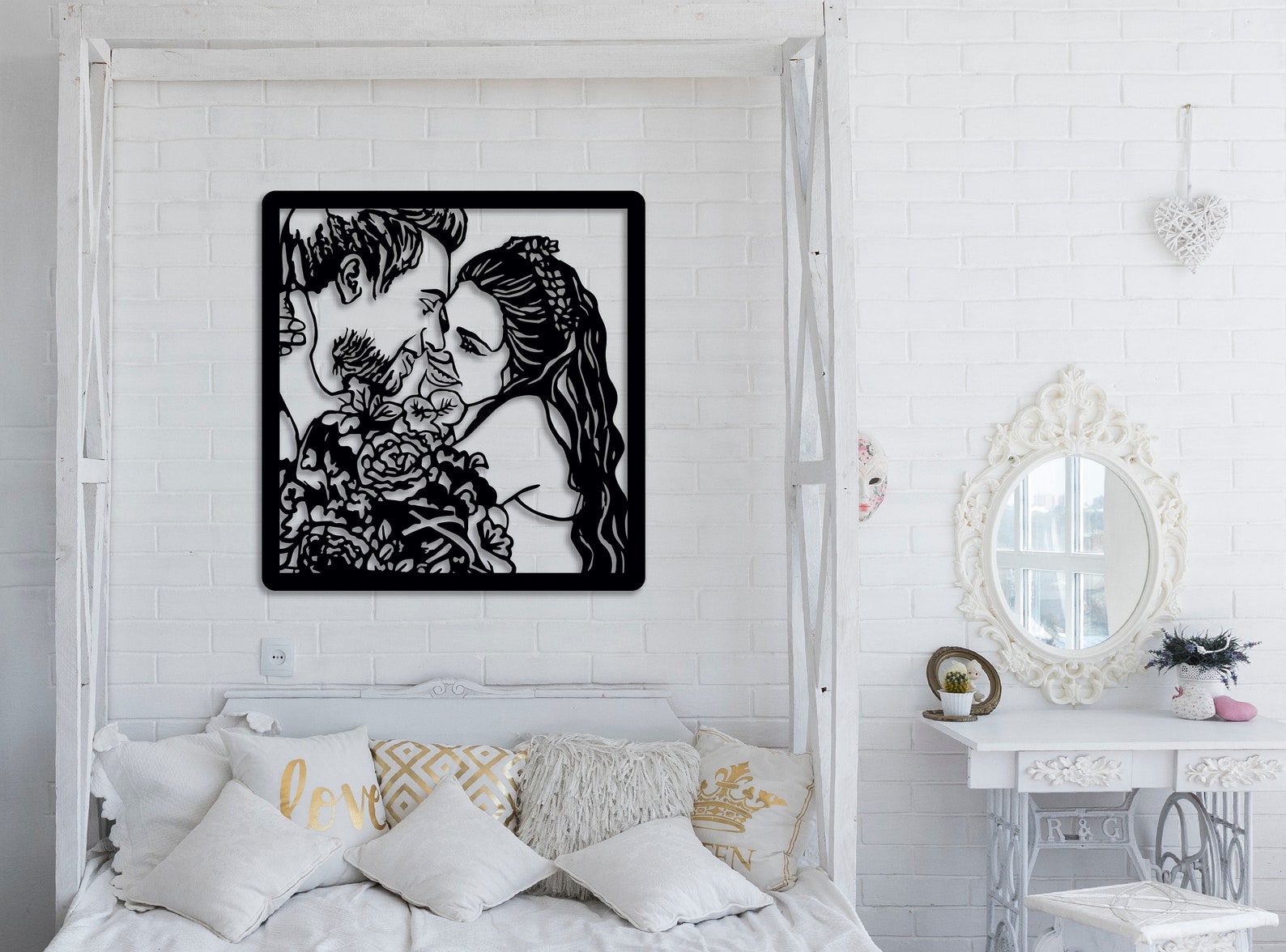 Personalized Metal Portrait Prints, Engagement Gift for Love, Custom ...