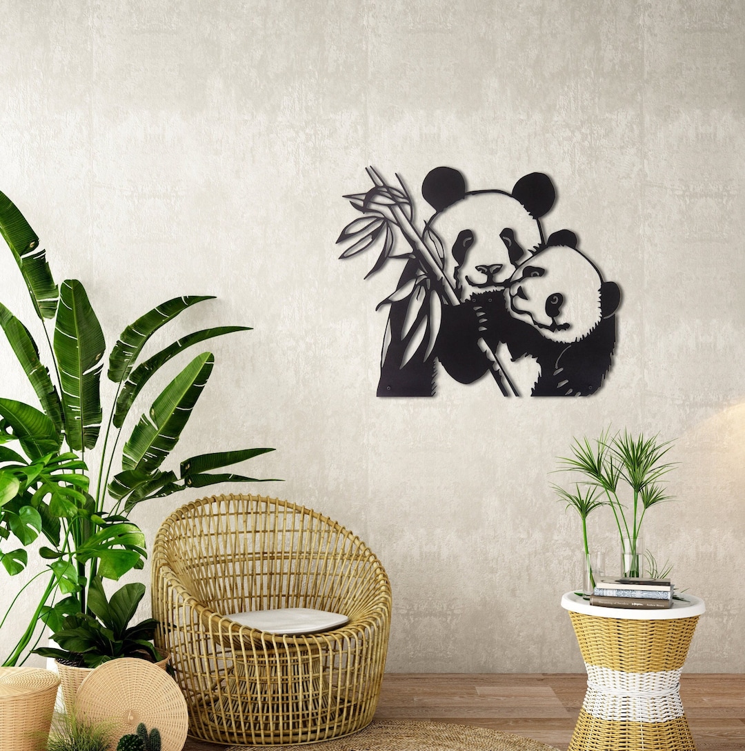 Panda Metal Wall Art, Wall Hanging Decoration, Living Room Kids Room ...