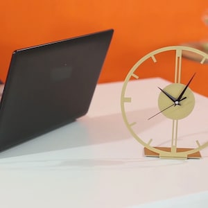 Tabletop Linear Metal Clock, Gold Desktop Silent Clock, Unique Desk ...