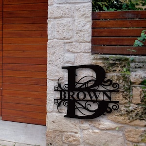 Custom Monogram Metal Sign for Home, Family Name Sign, Personalized ...