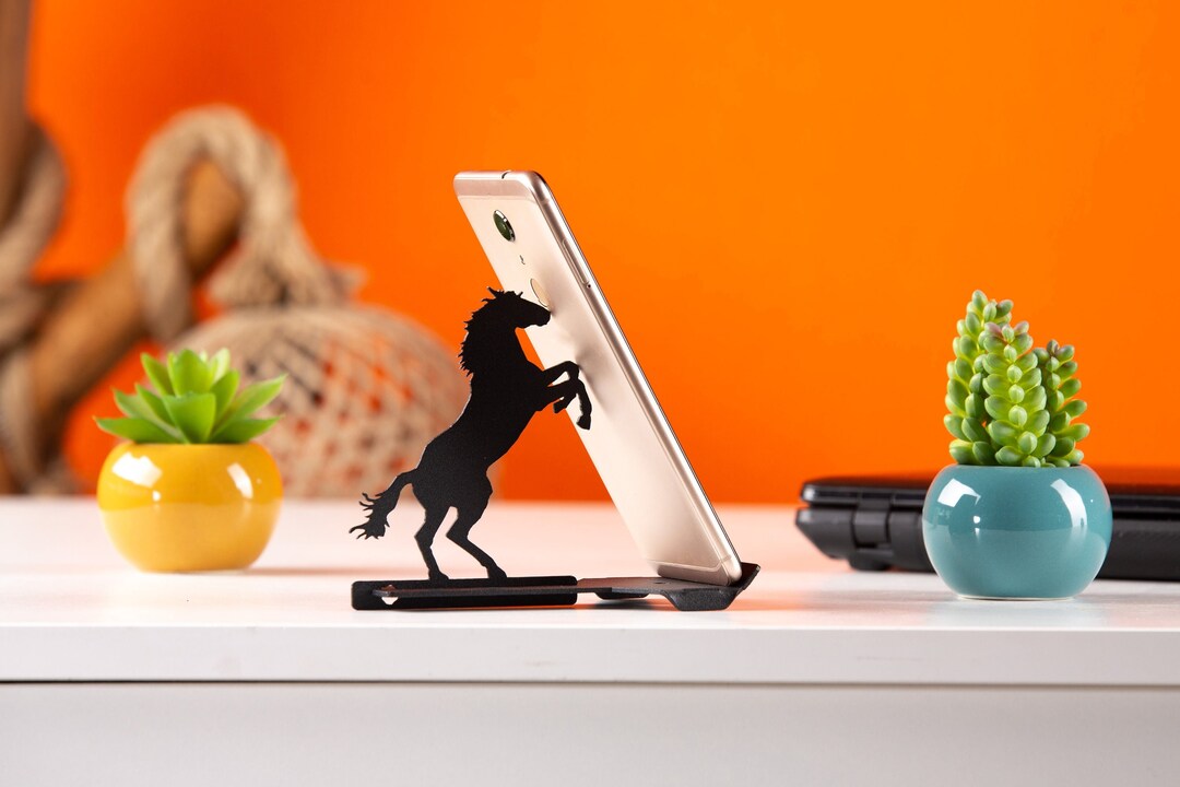 Horse Metal Phone Stand: Western Desk Decor, Handmade - Etsy