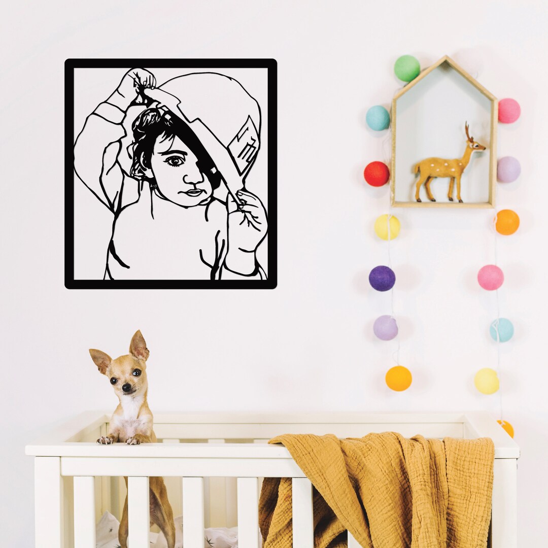 Personalized Portrait Metal Art, Custom Metal Wall Decor, Kids Photo ...
