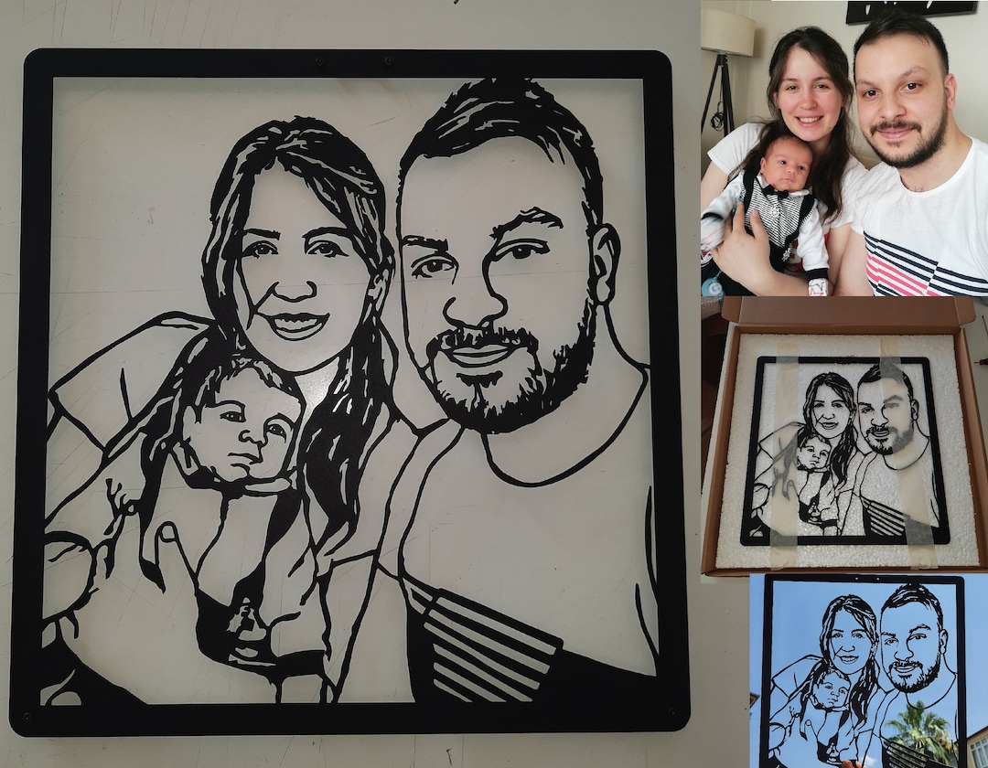 Custom Metal Family Portrait: Laser Cut Photo Sculpture - Etsy