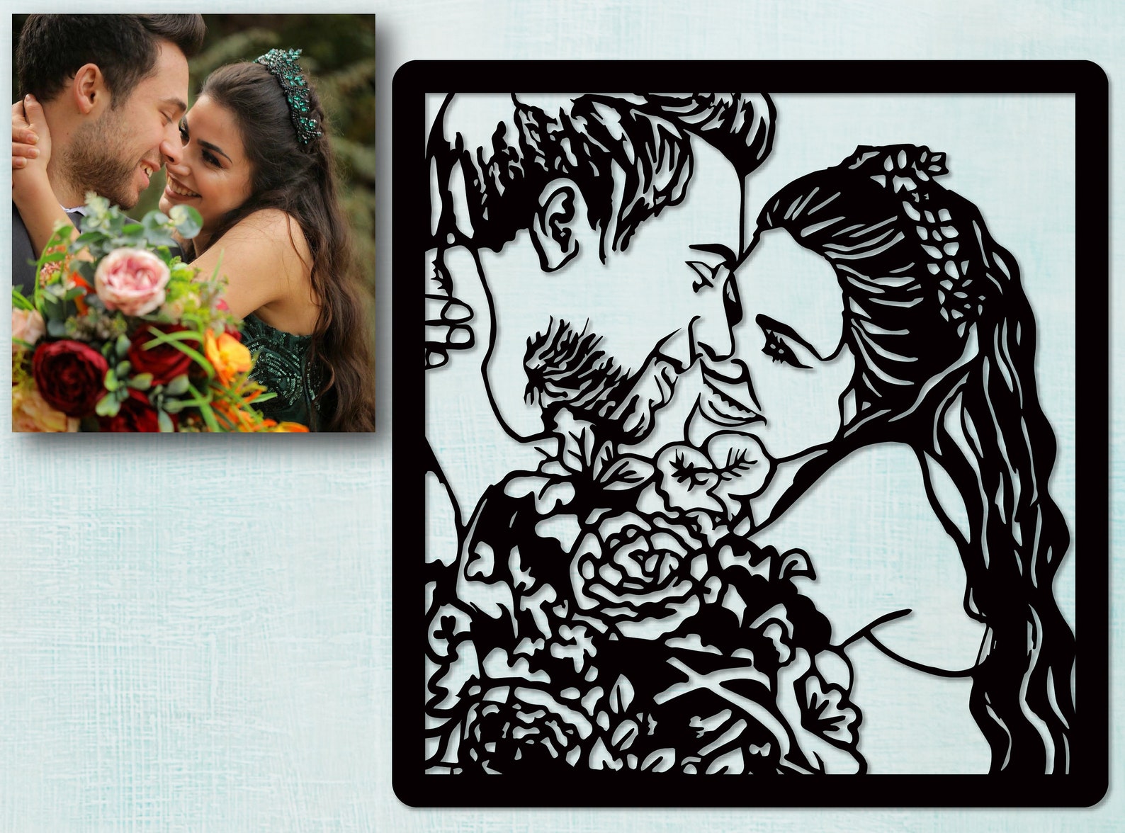 Personalized Metal Portrait Prints, Engagement Gift for Love, Custom ...