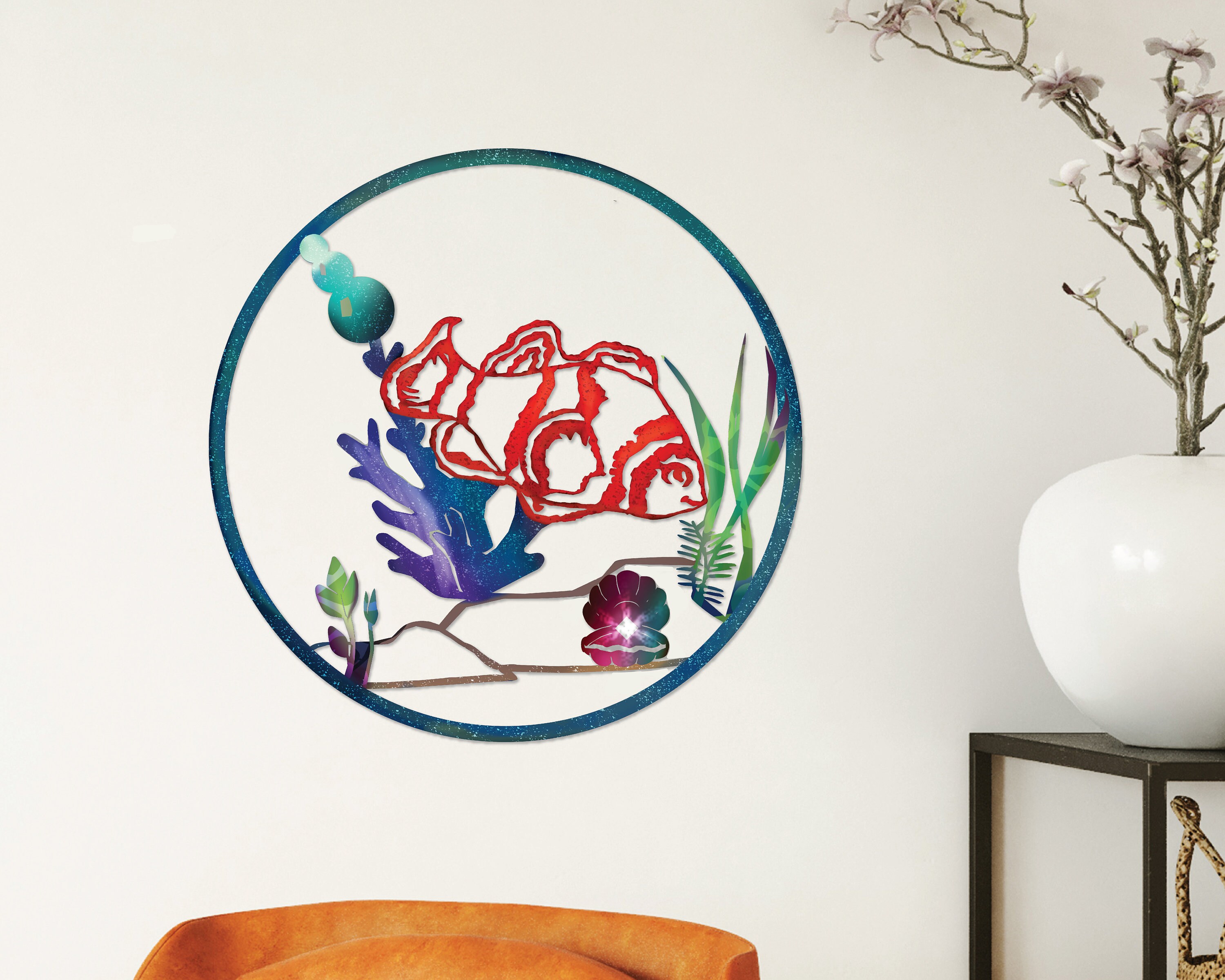 Colorful Metal Sea Creatures Wall Decor: Aquarium Art Set of 3 - Etsy