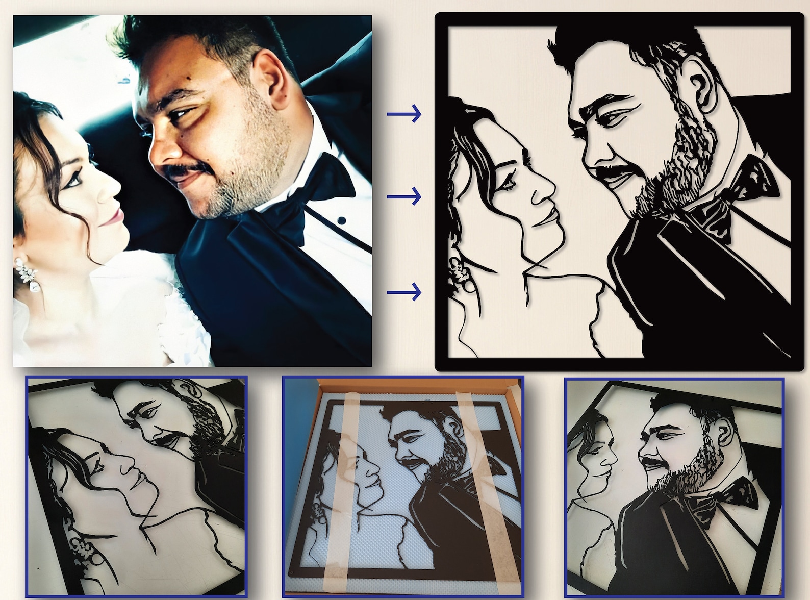 Personalized Metal Portrait Prints, Engagement Gift for Love, Custom ...