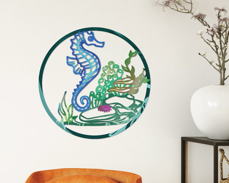 Colorful Metal Sea Creatures Wall Decor: Aquarium Art Set of 3 - Etsy