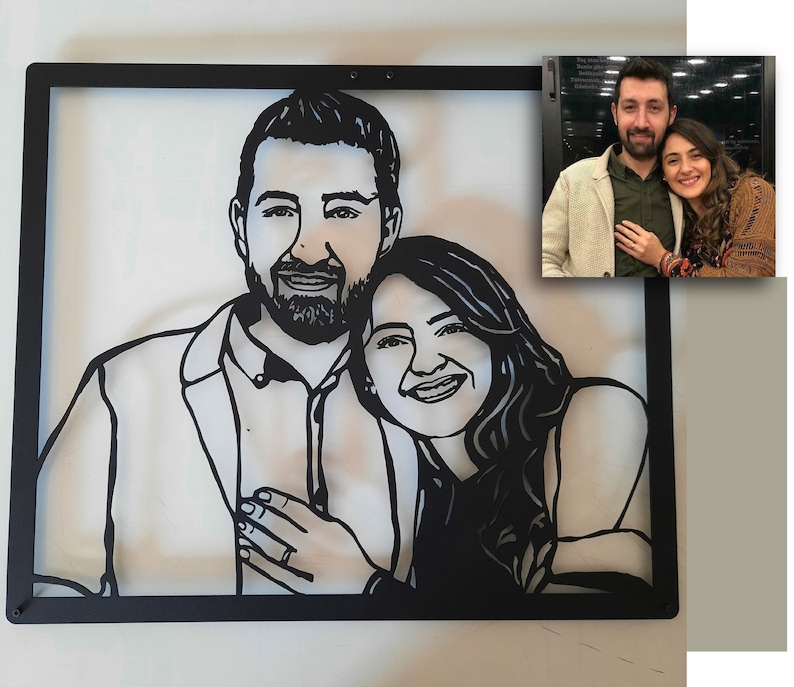 Personalized Metal Portrait Prints, Engagement Gift for Love, Custom ...