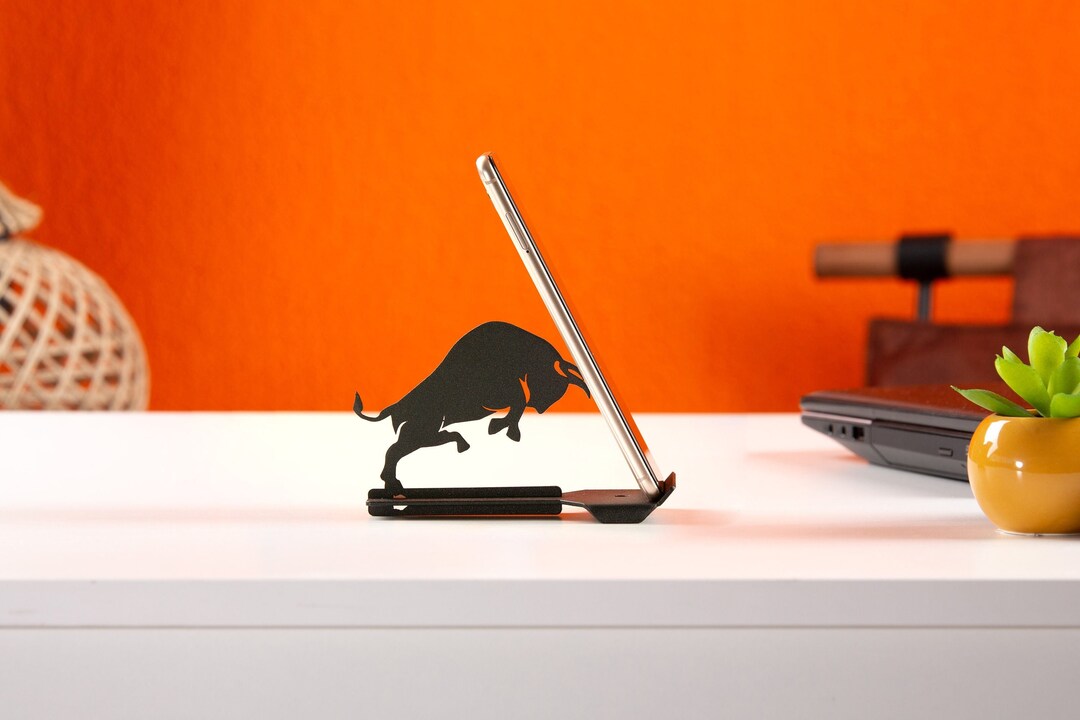 Bull Figure Metal Phone Holder: Adjustable Desktop Stand - Etsy