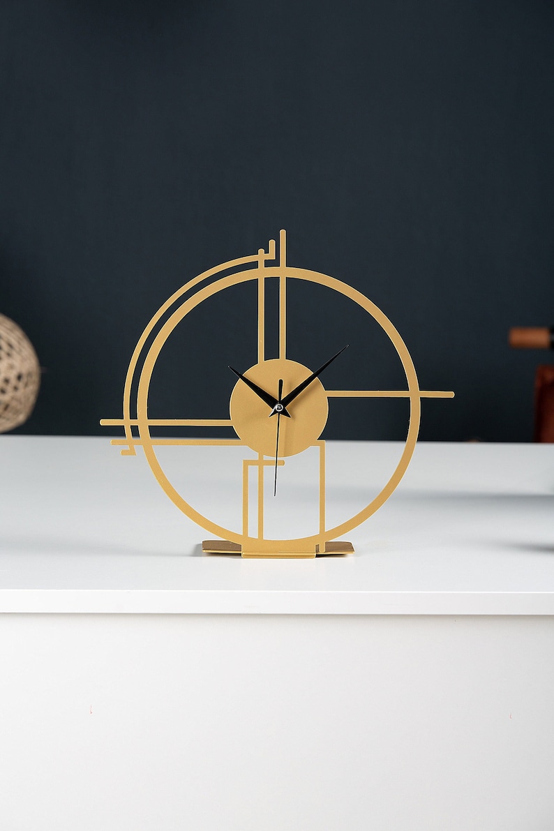 Gold Tabletop Minimalist Lineal Circle Metal Slient Clock - Etsy