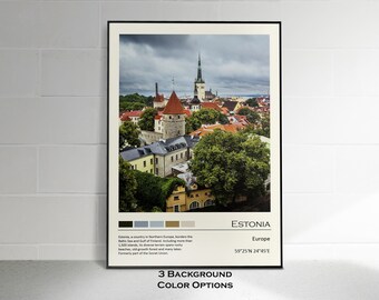 Estonia Map Art Poster Black and White Wall Art Print of - Etsy