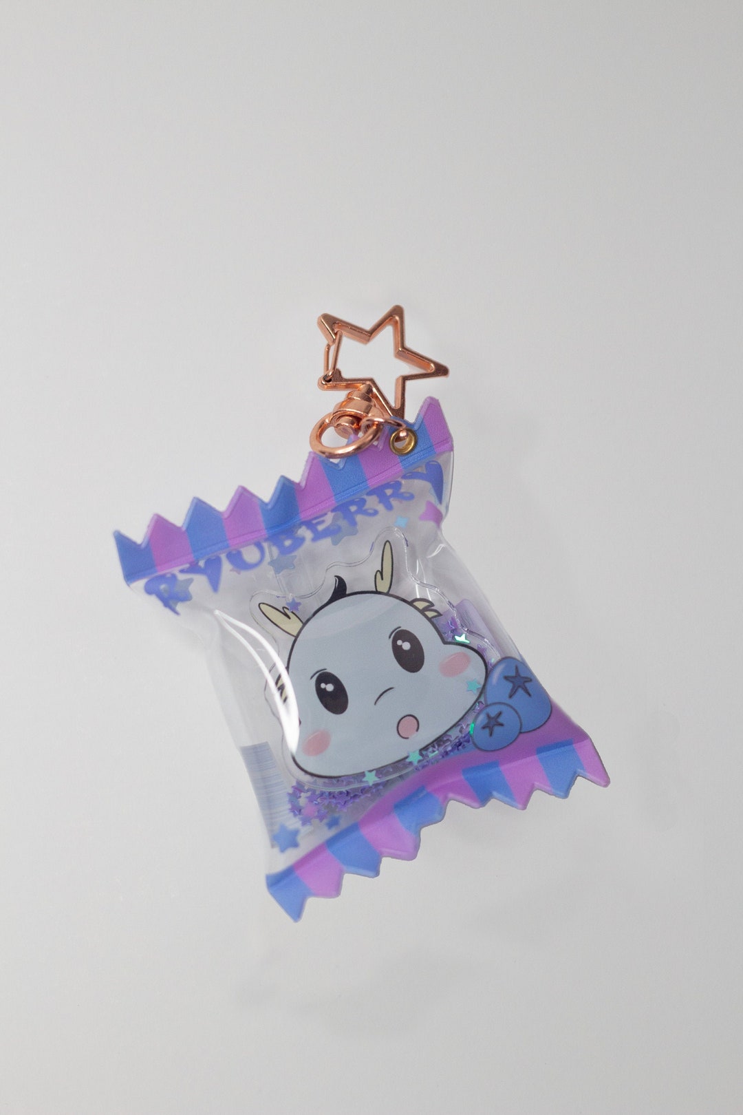 Candy Shaker Bag Keychain | Purple Dragon Glitter Confetti Kawaii ...