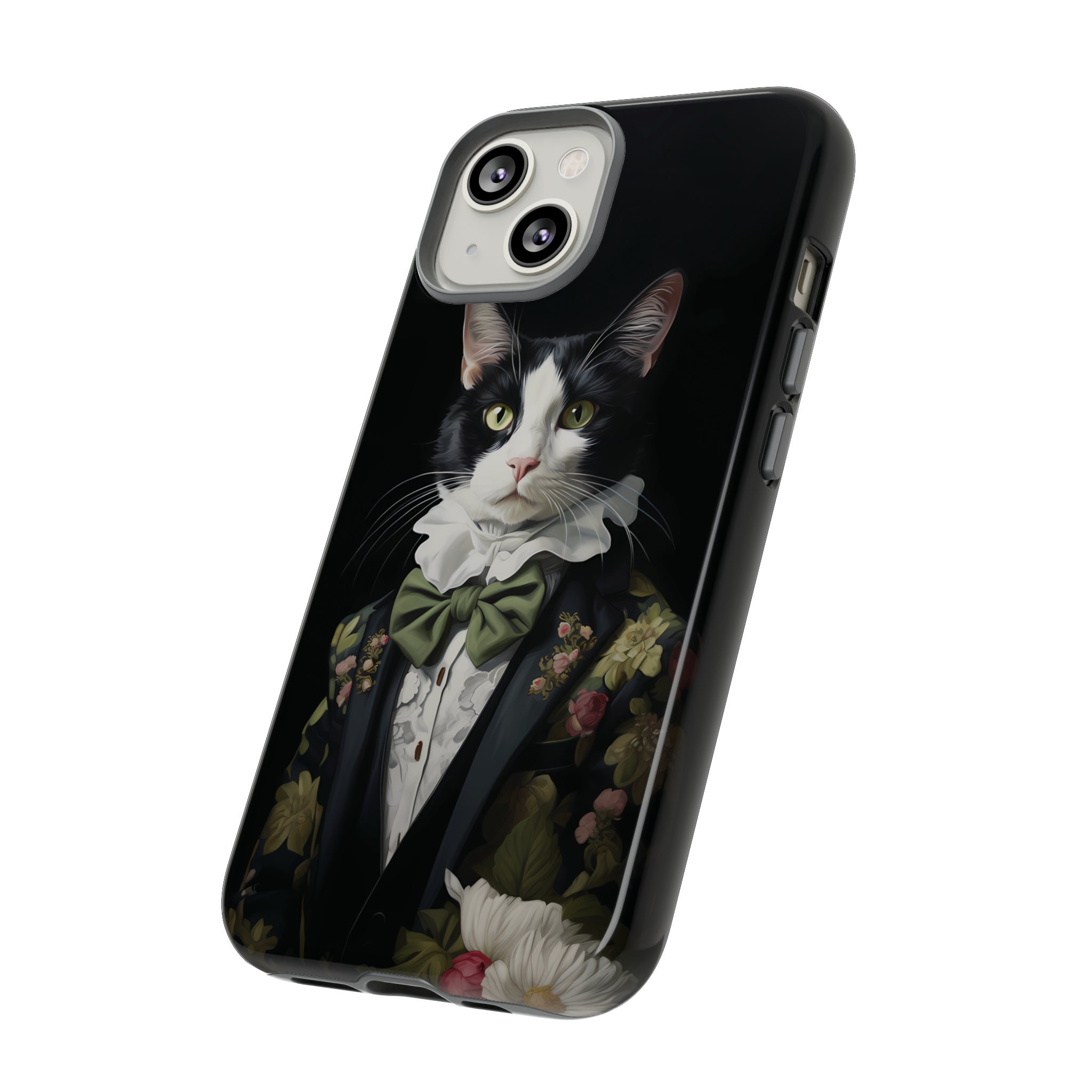 Tuxedo Cat Baroque-inspired Cat Phone Case for iPhone 15, 14, 13, 12 ...