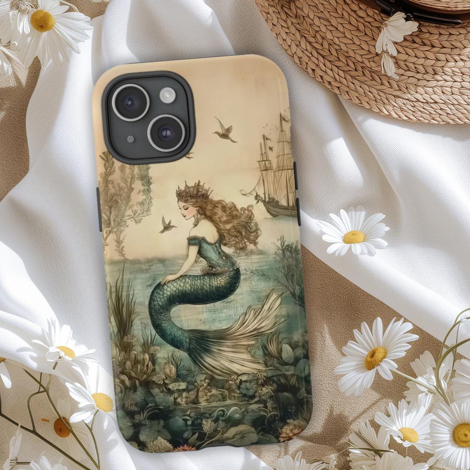 French Vintage Mermaid Antique Postcard Inspired Phone Case for iPhone ...
