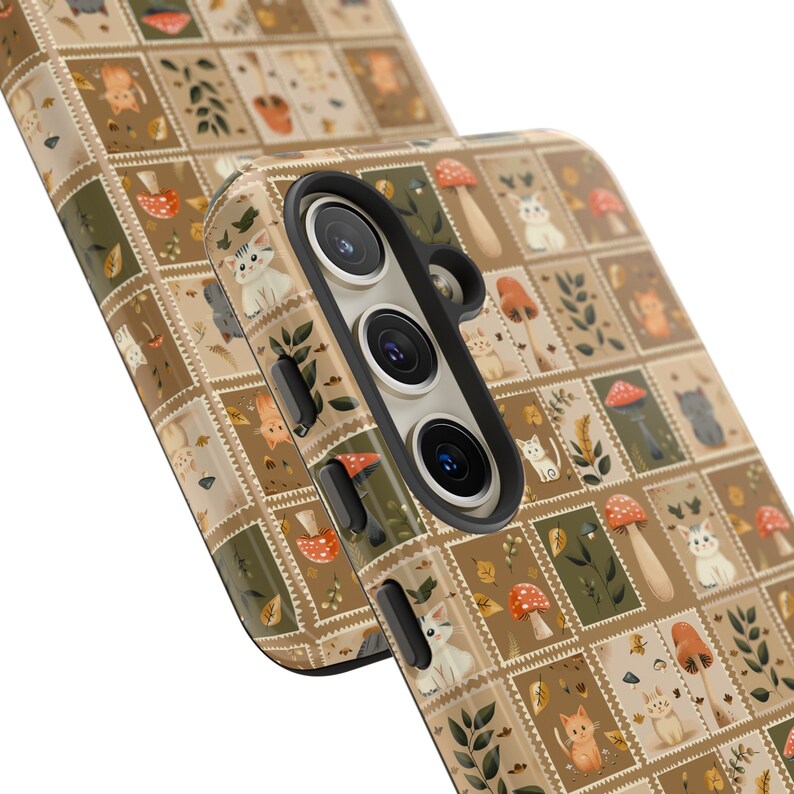 Cottagecore Cat Vintage Stamp Tough Phone Case iPhone 15 14 13 12 11 XR ...