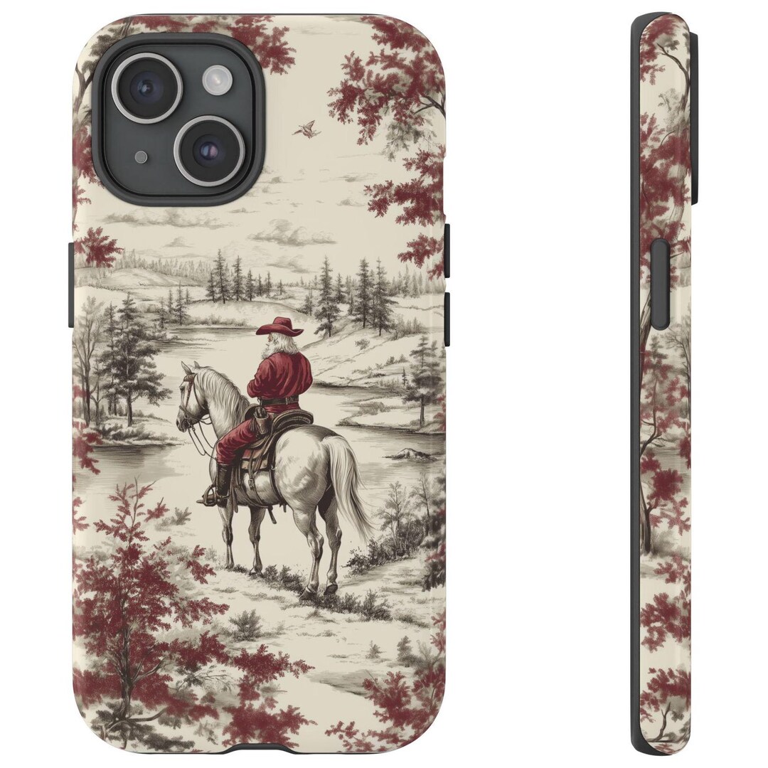 Toile De Jouy Santa Cowboy Phone Case for iPhone 16 15 14 13 12 XS Pro ...