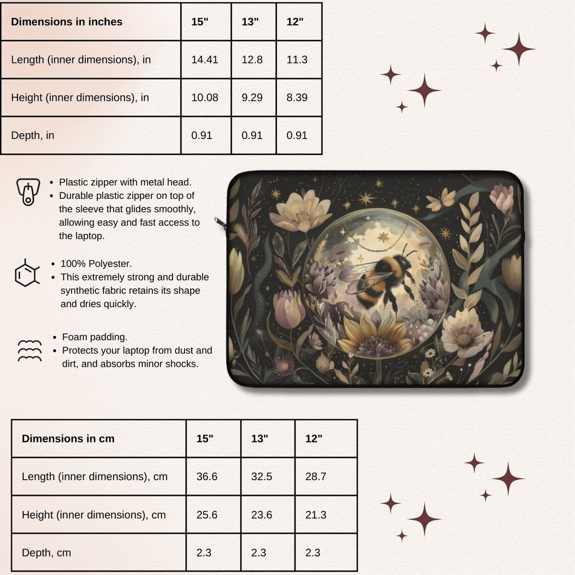 Enchanted Garden Bee Mystical Botanical Laptop Sleeve - MacBook Case ...