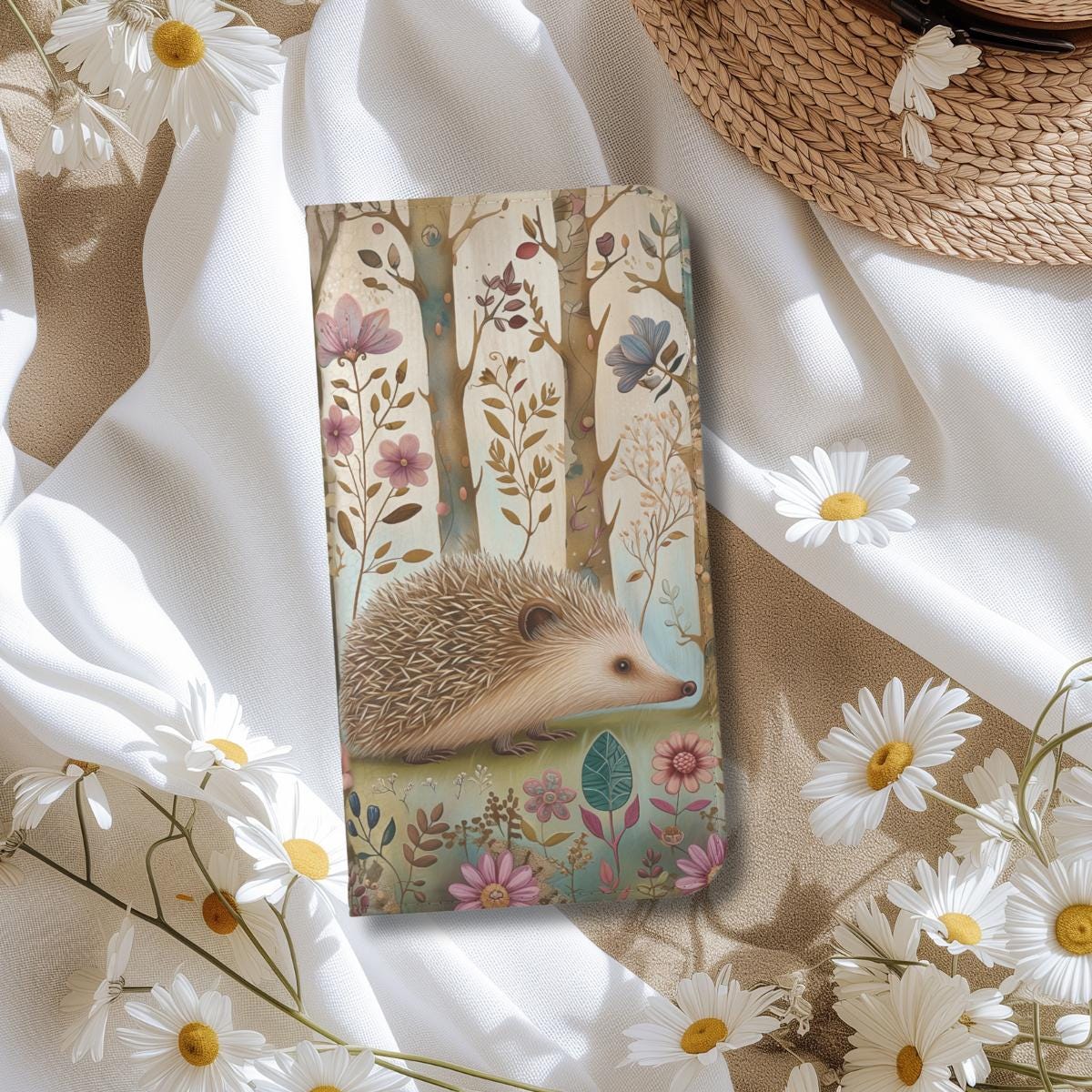 Enchanted Forest Rabbit and Hedgehog Wallet Flip Card Holder Phone Case ...