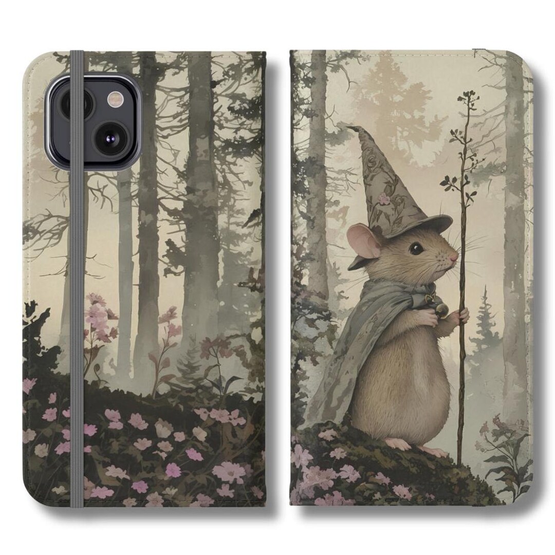 Whimsical Woodland Wizard Mouse Wallet Case Flip Card Holder Phone Case ...