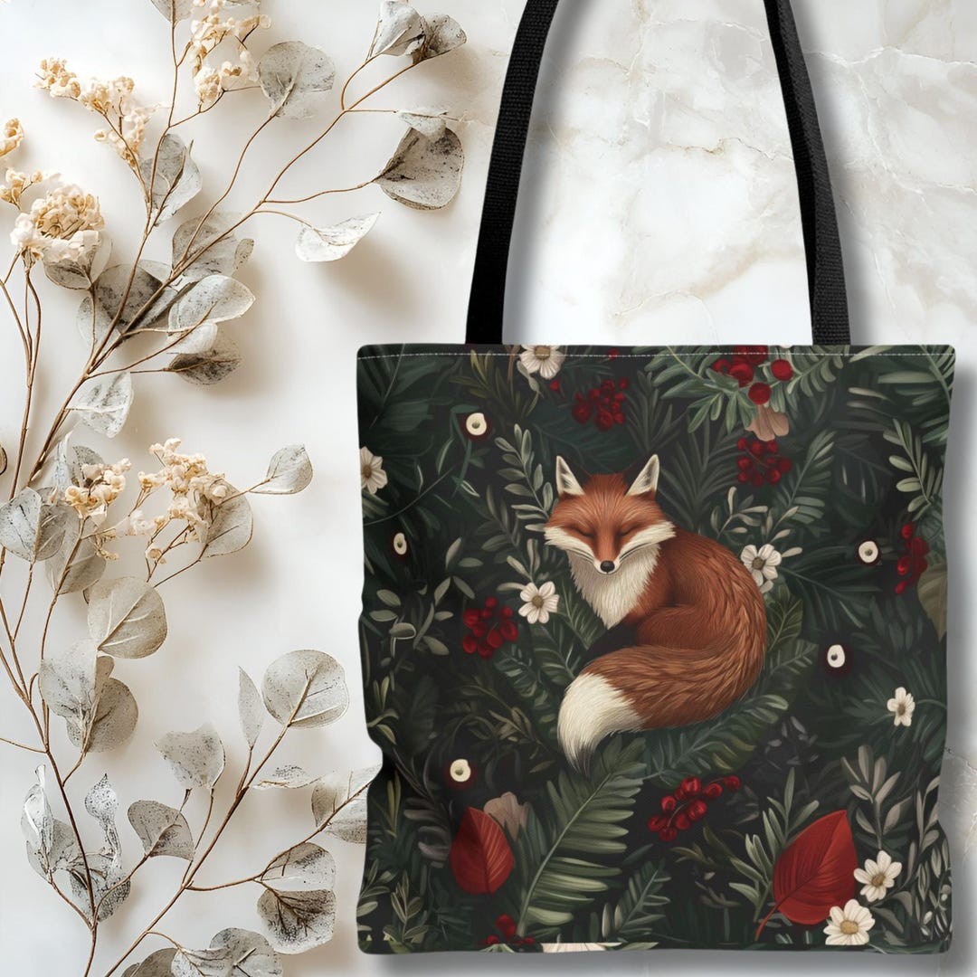 Fox in the Forest Cottage Core Tote Bag, Cute Reusable Shopping Bag ...