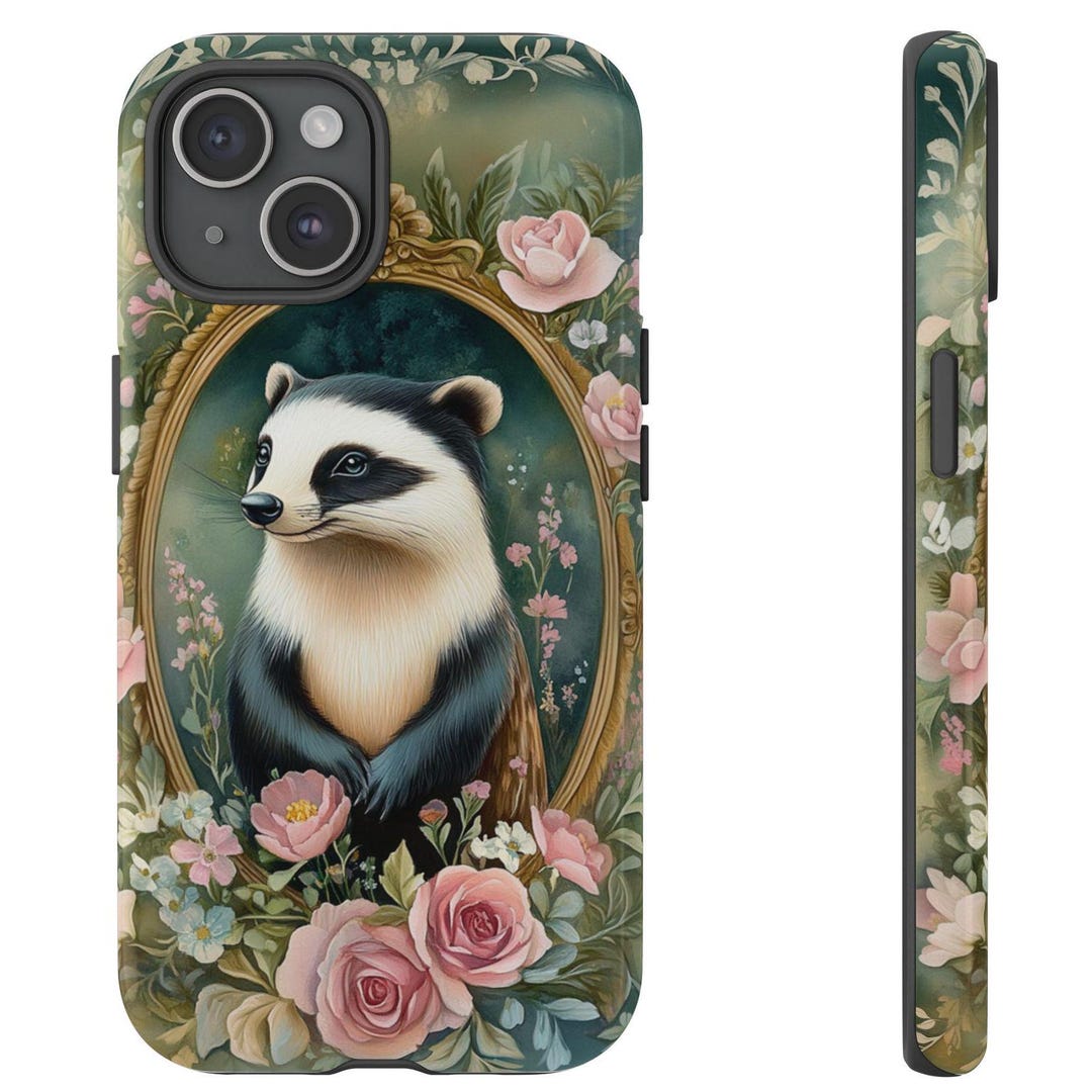 Mystical Victorian Badger Folk Art Phone Case for iPhone 16 15 14 13 12 ...