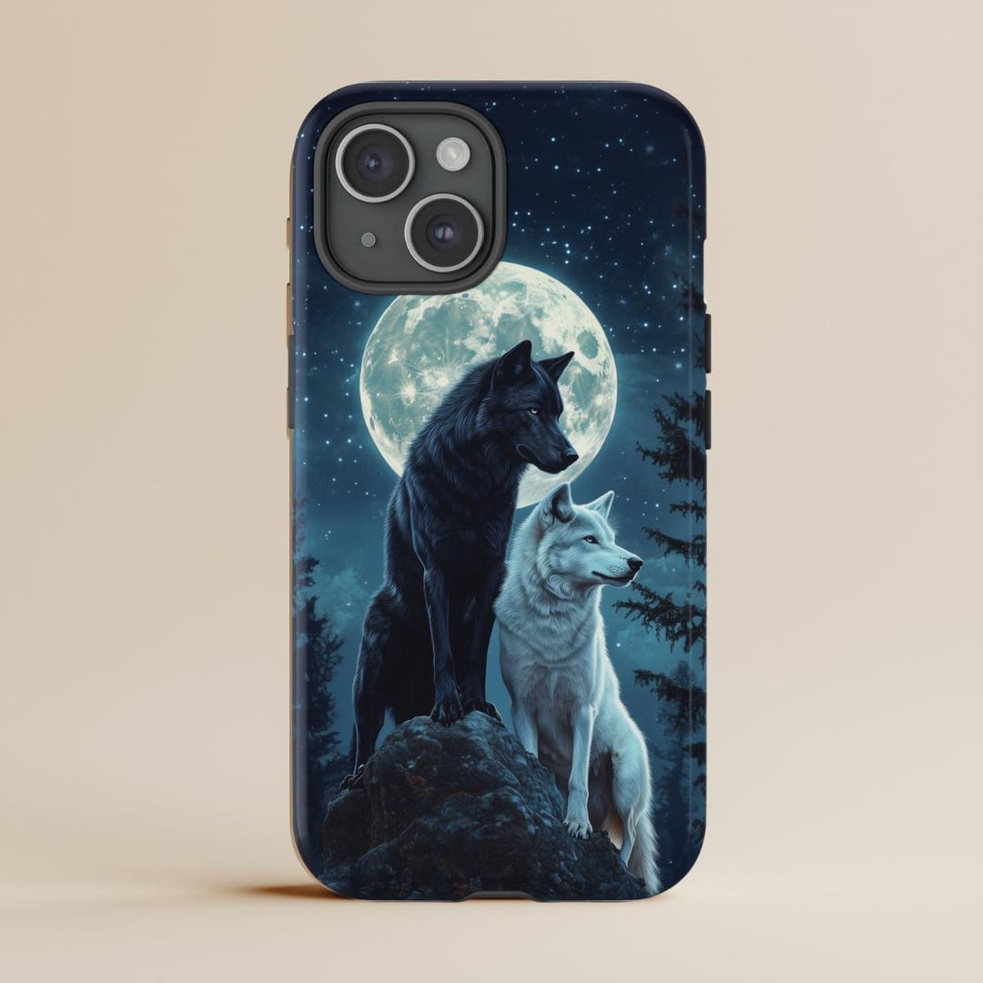 Wolves Under Full Moon, Celestial Night Forest Phone Case for iPhone 16 ...