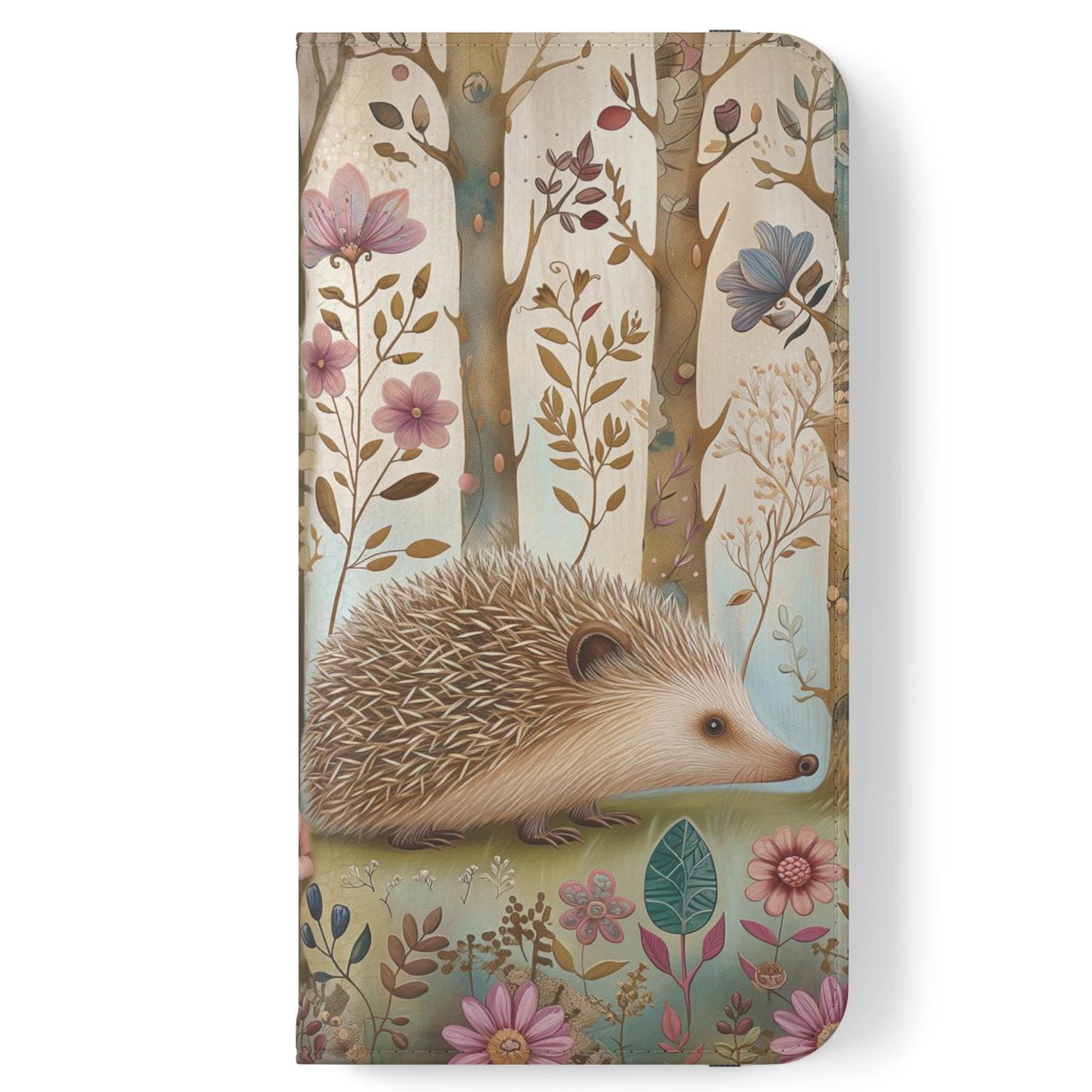 Enchanted Forest Rabbit and Hedgehog Wallet Flip Card Holder Phone Case ...
