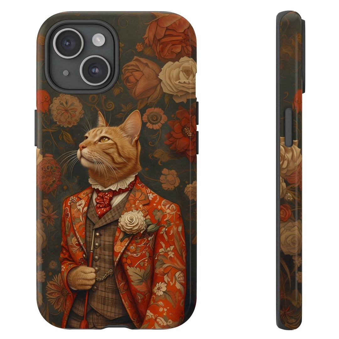 Victorian Ginger Cat Baroque Vintage Phone Case for iPhone 15 14 13 12 ...